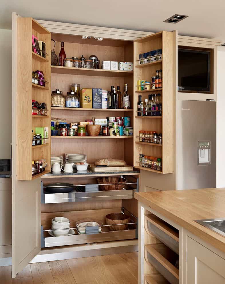 15 Handy Kitchen Pantry Designs With A Lot Of Storage Room
