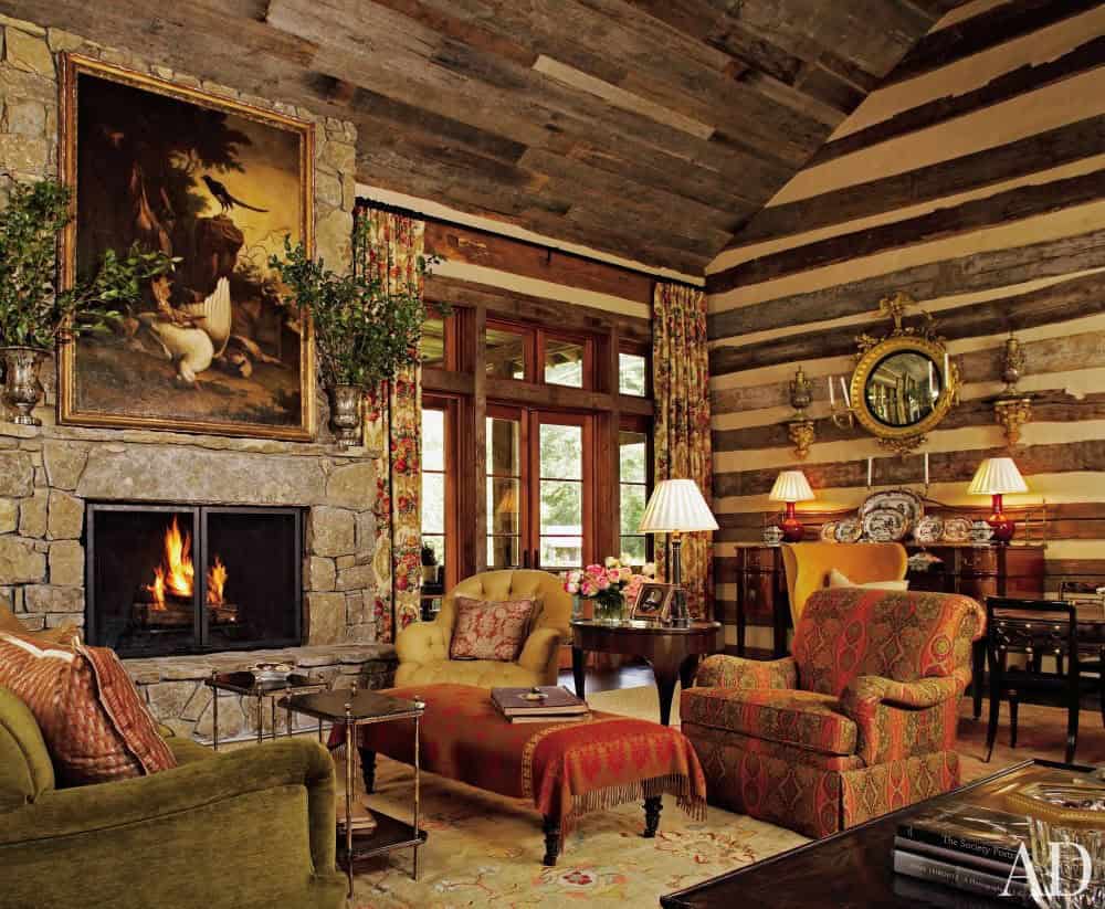 19 Stunning Rustic Living Rooms With Charming Stone Fireplace