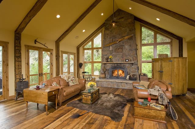 19 Stunning Rustic Living Rooms With Charming Stone Fireplace