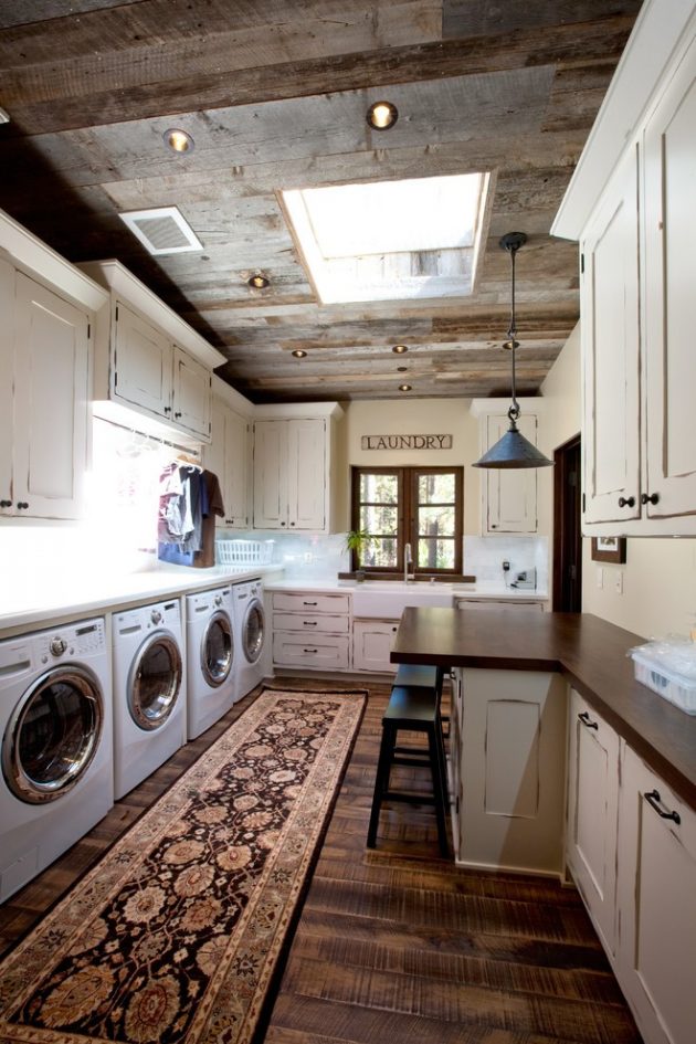 18 Practically Elegant Rustic Laundry Room Interiors
