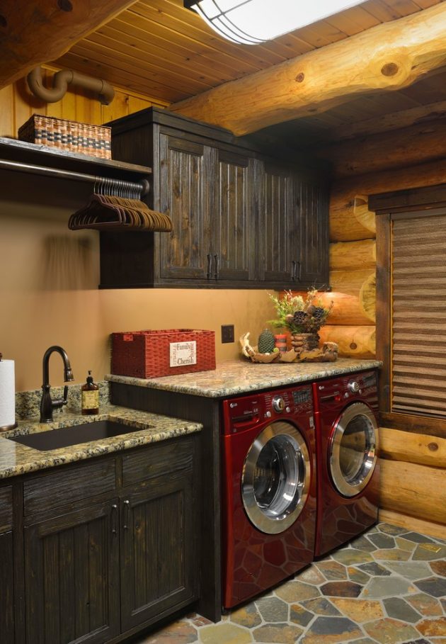 18 Practically Elegant Rustic Laundry Room Interiors