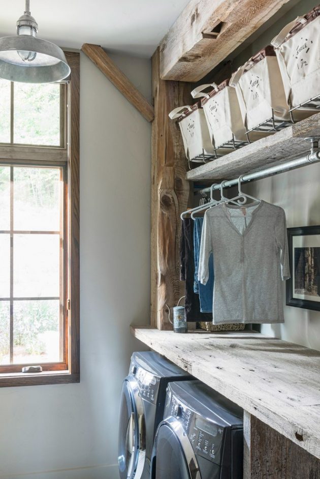 18 Practically Elegant Rustic Laundry Room Interiors
