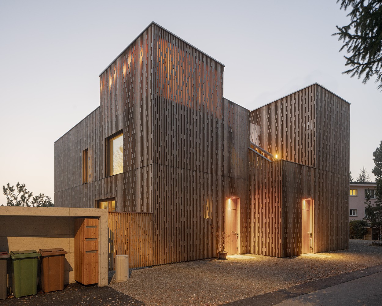 3 Attached Houses by PONT12 architectes in Lausanne, Switzerland