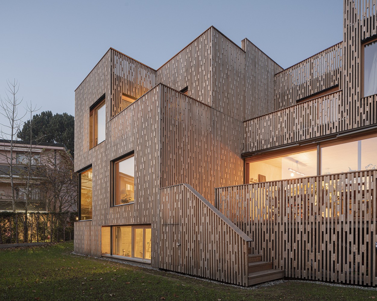 3 Attached Houses by PONT12 architectes in Lausanne, Switzerland