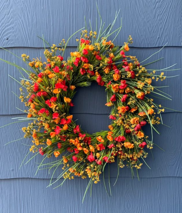 16 Fresh and Colorful Floral Spring Wreath Designs for Your Front Door