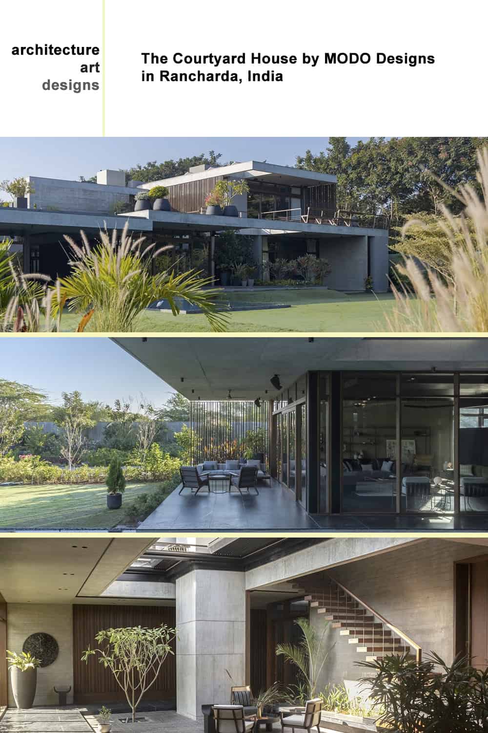 The Courtyard House by MODO Designs in Rancharda, India