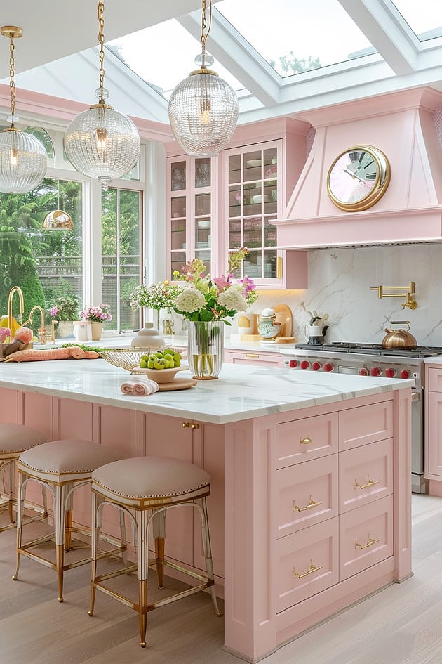 33 Gorgeous Barbie Pink Kitchen Design Ideas That Evoke Playful Elegance