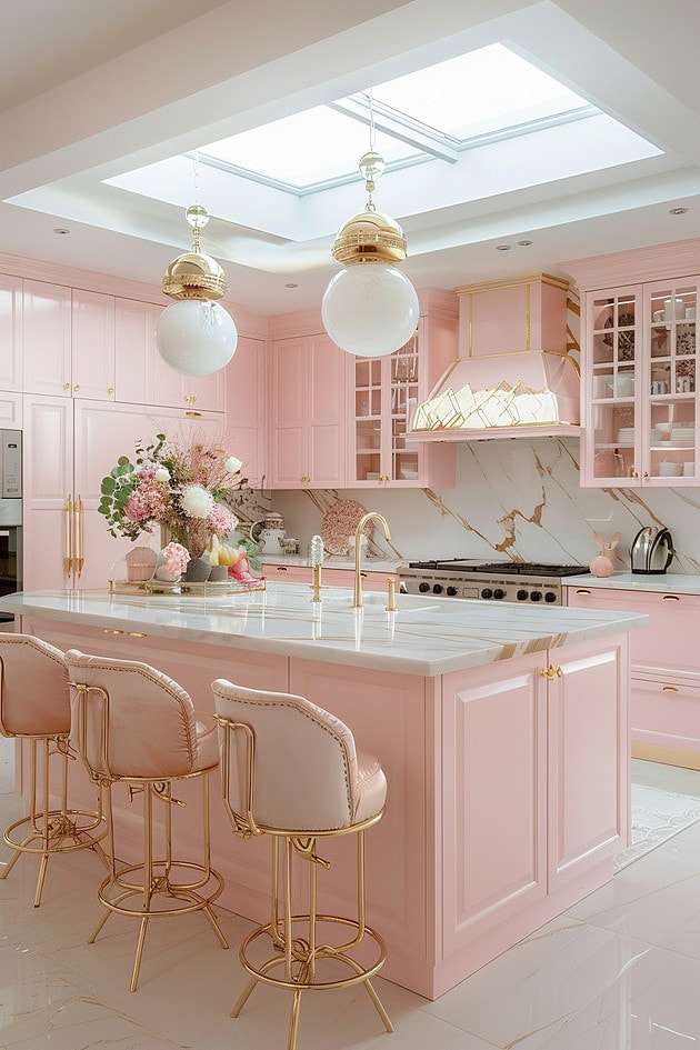 33 Gorgeous Barbie Pink Kitchen Design Ideas That Evoke Playful Elegance