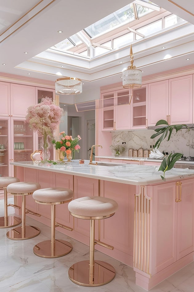 33 Gorgeous Barbie Pink Kitchen Design Ideas That Evoke Playful Elegance