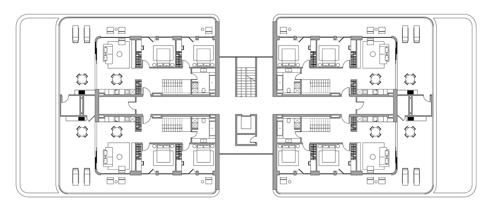 Aquavillas Aparthotel by Babayants Architects in Gagra, Abkhazia
