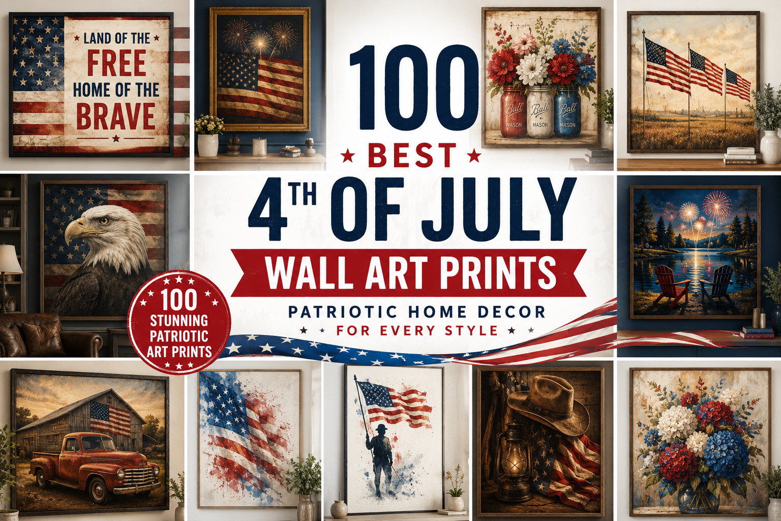 100 Best 4th of July Wall Art Prints for Patriotic Home Decor